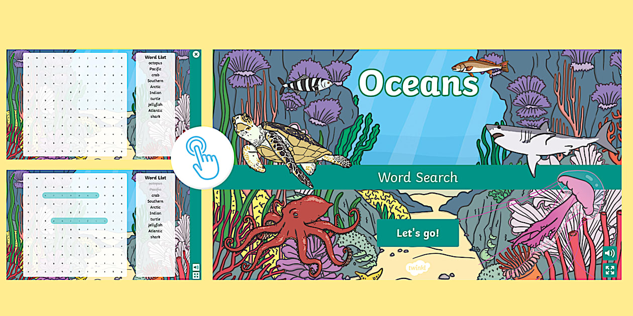 Oceans Interactive Word Search (Teacher-Made) - Twinkl