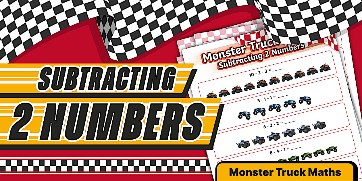 Monster Truck Maths: Subtracting 2 Numbers