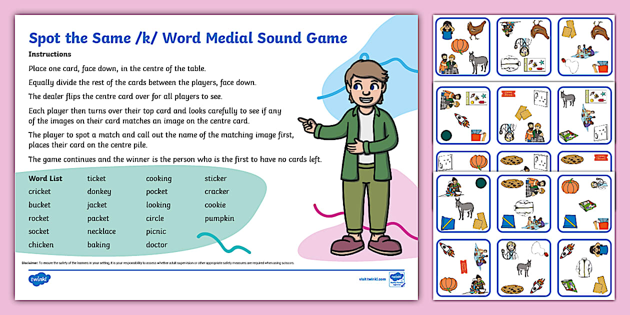 Spot the Same /k/ Word Medial Sound Game (teacher made)