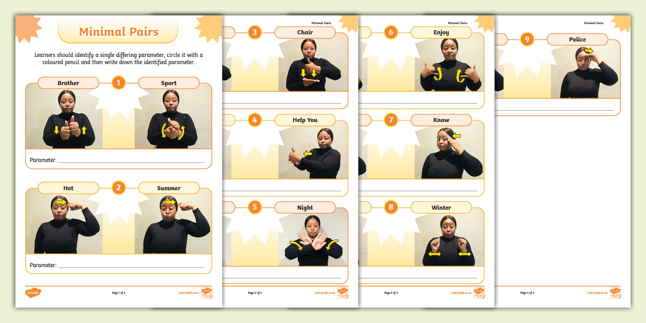 SASL Minimal Pairs Activity Sheet (teacher made) - Twinkl