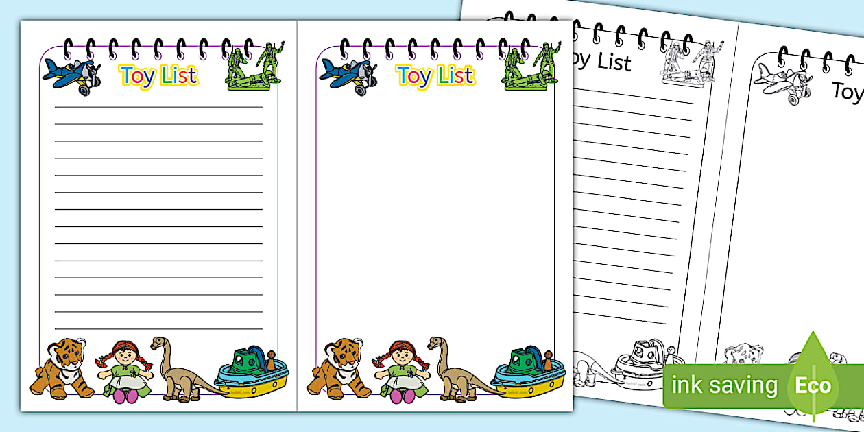 Toy List Writing Templates (Teacher-Made) - Twinkl