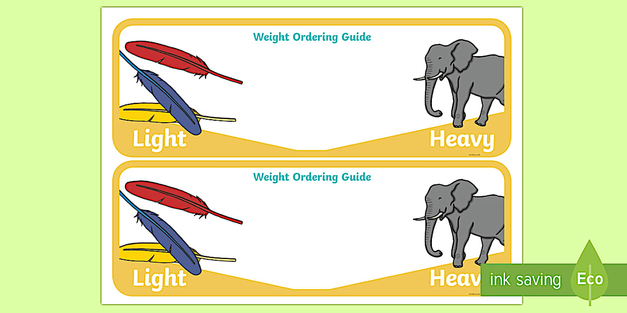 Weight Ordering Guide (teacher made) - Twinkl