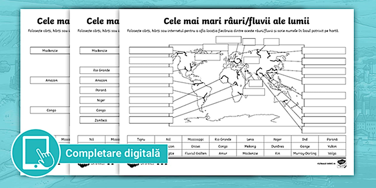 Cele mai mari râuri din lume - fișe de lucru | Twinkl RO