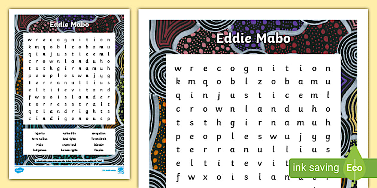 Eddie Mabo Word Search | National Reconciliation Day