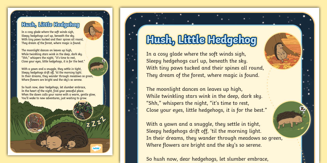 Hush, Little Hedgehog Poem (teacher made) - Twinkl