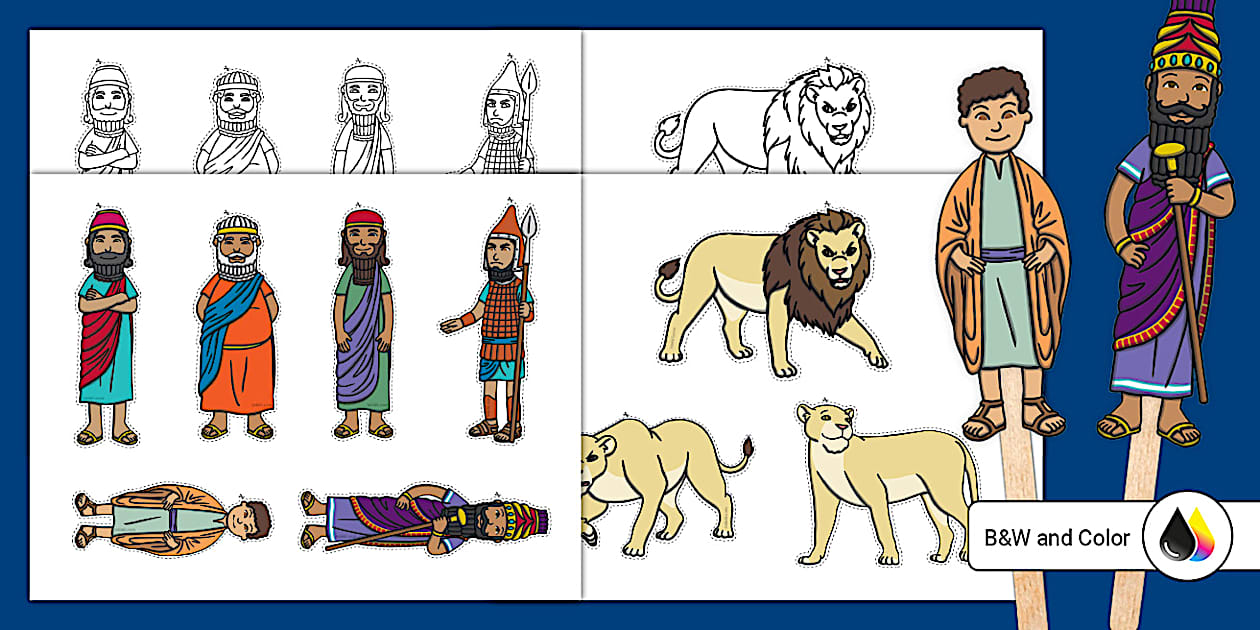 Daniel and the Lions' Den Stick Puppets - Twinkl