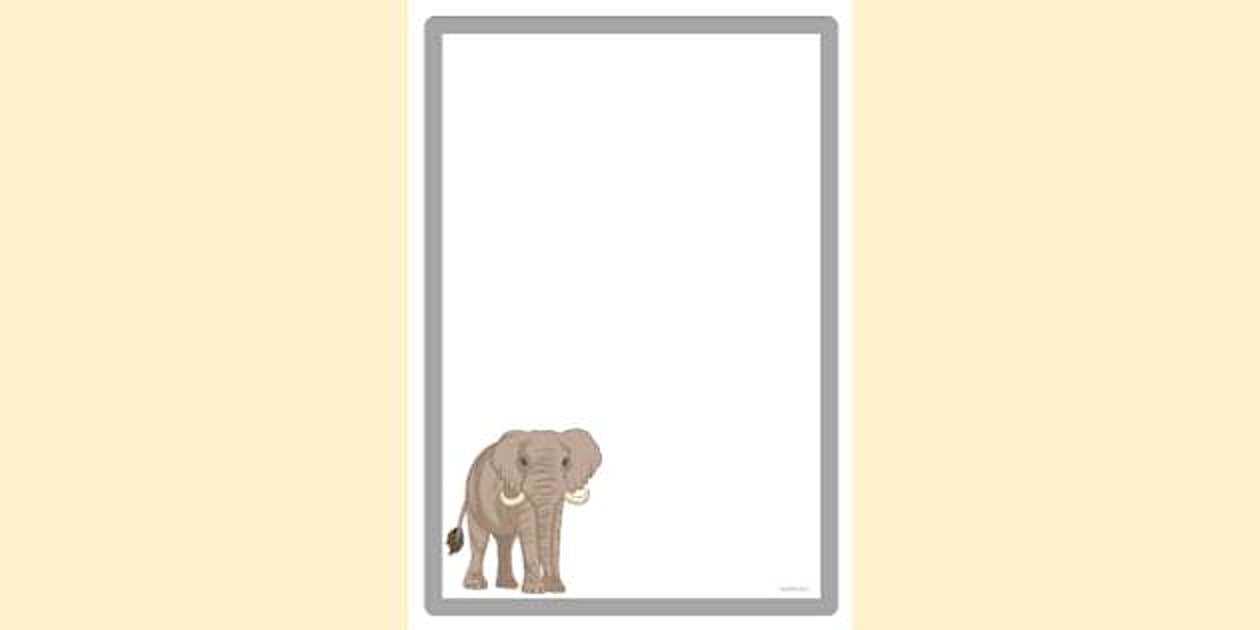 Simple Blank Animal Elephant Border | Page Borders | Twinkl