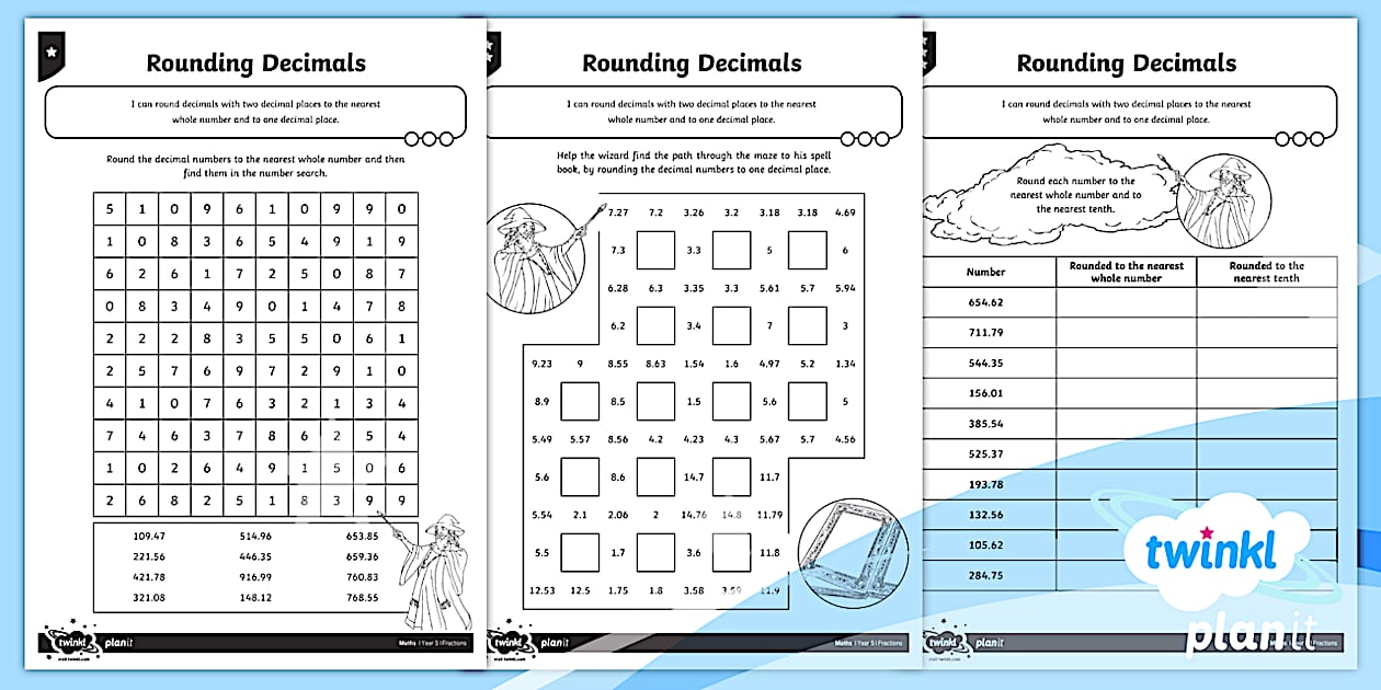 PlanIt Maths Y5 Fractions Rounding Decimals Home Learning Tasks