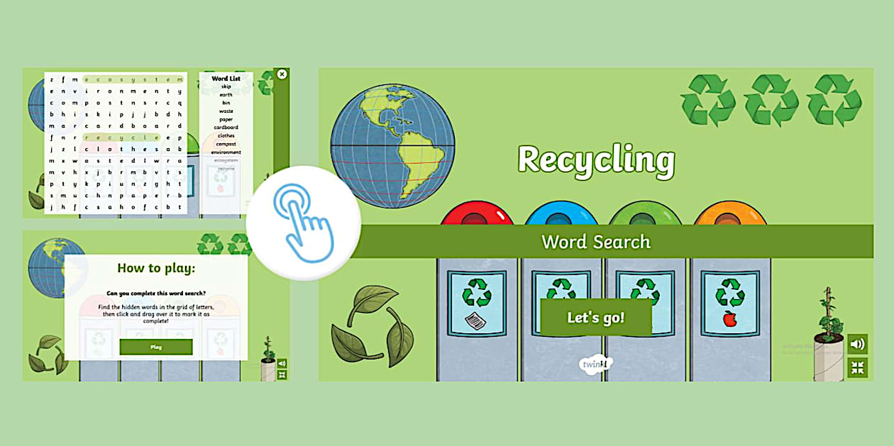 Recycling Words Word Search (teacher made) - Twinkl