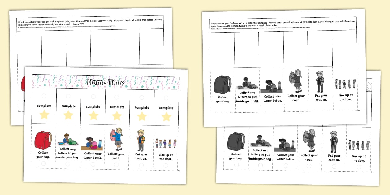 Home Time Visual Routine Flapbook (teacher made) - Twinkl