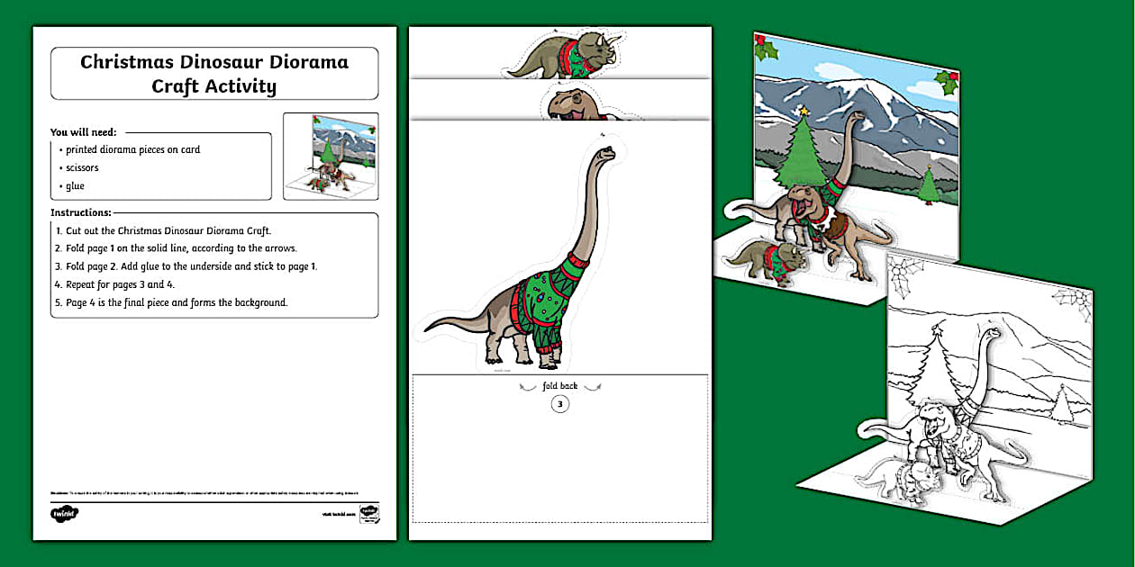 Christmas Dinosaur Diorama Craft Activity - Twinkl - KS1