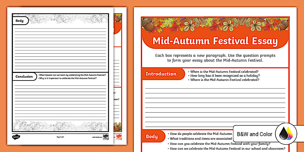 Mid-Autumn Festival Essay Writing Template for 6th-8th Grade