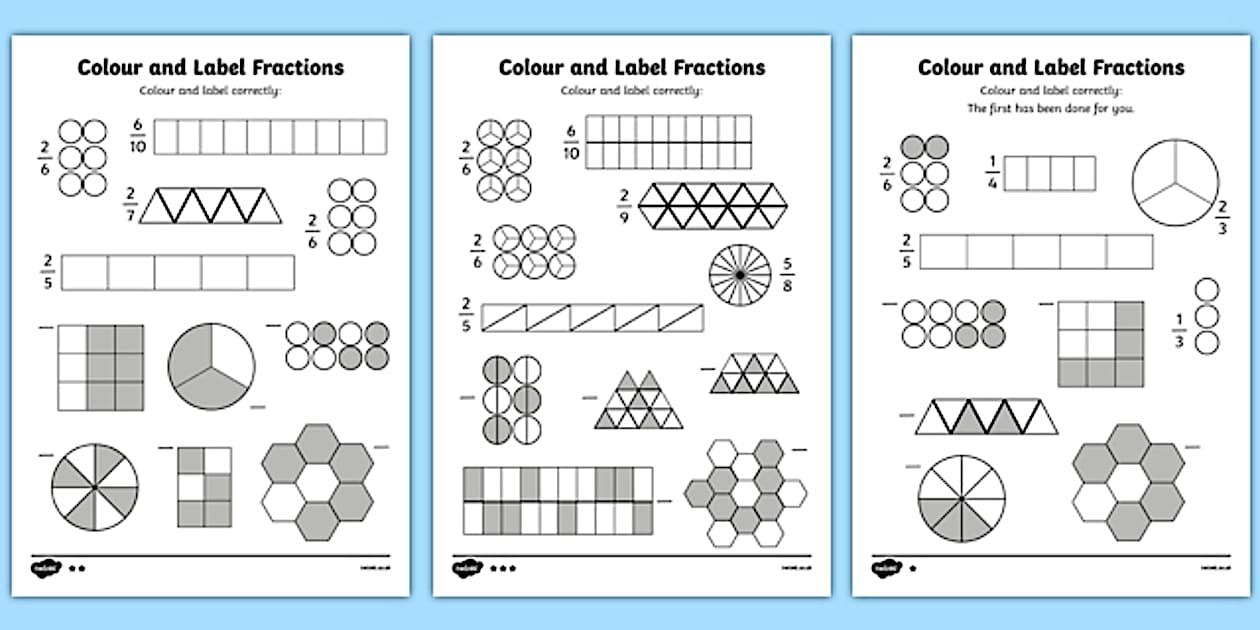Shading Fractions Worksheet Pack - Maths Resource - Twinkl