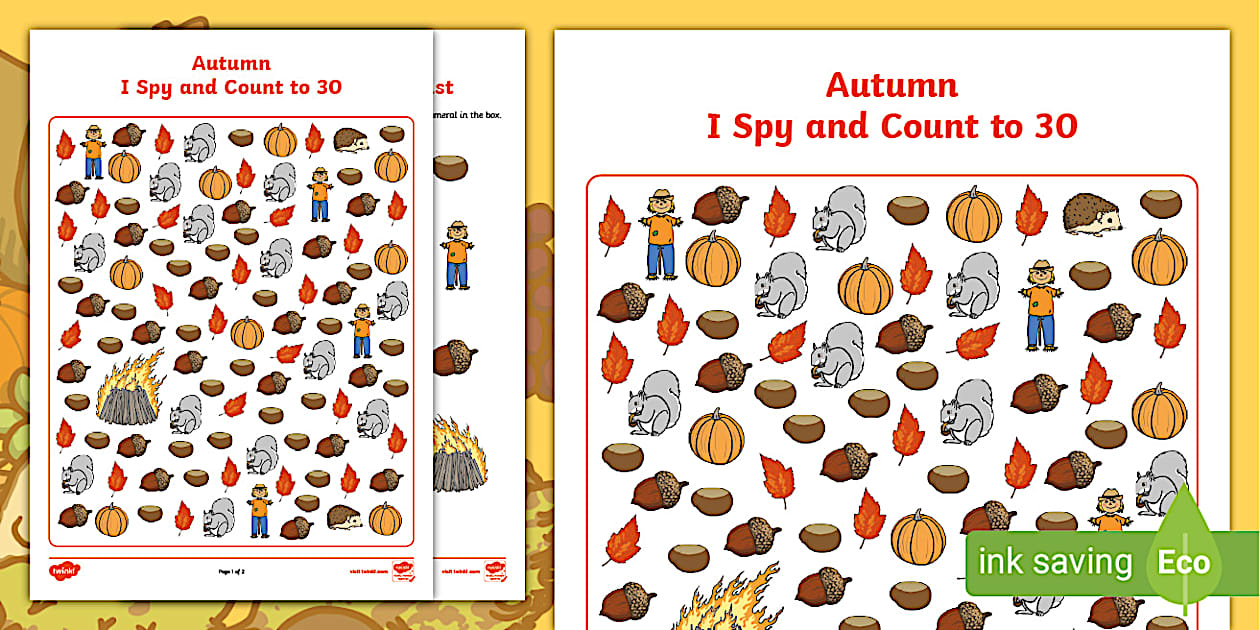 Autumn I Spy and Count to 30 Activity - (teacher made)
