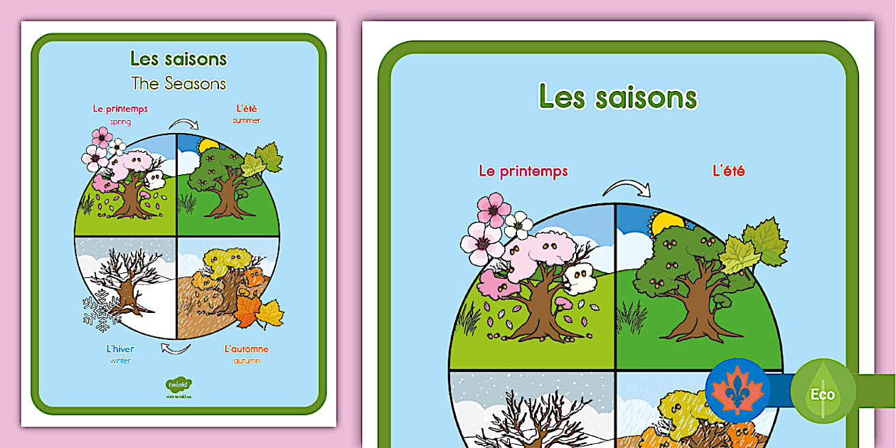 The Four Seasons Poster English and French (teacher made)