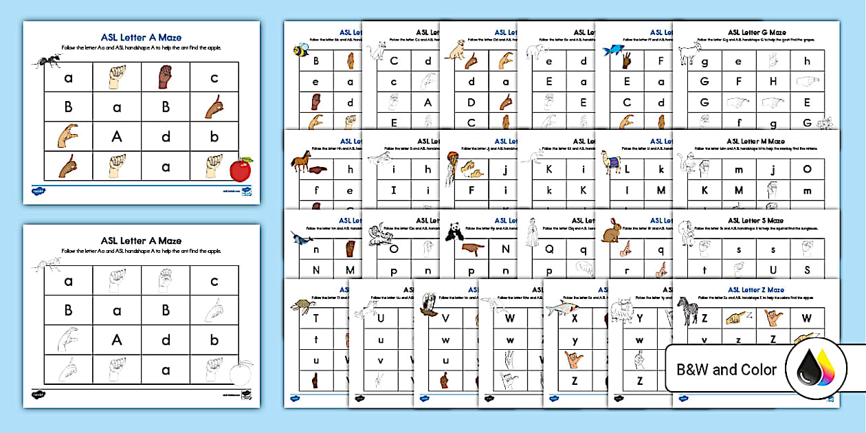 ASL Letter Maze A-Z Activity Pack (teacher made) - Twinkl