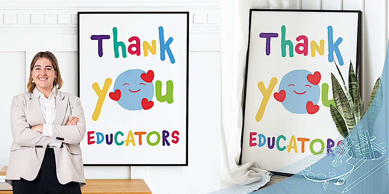 FREE! - 😊 Thank You Educators Bright Colours Emoji Poster