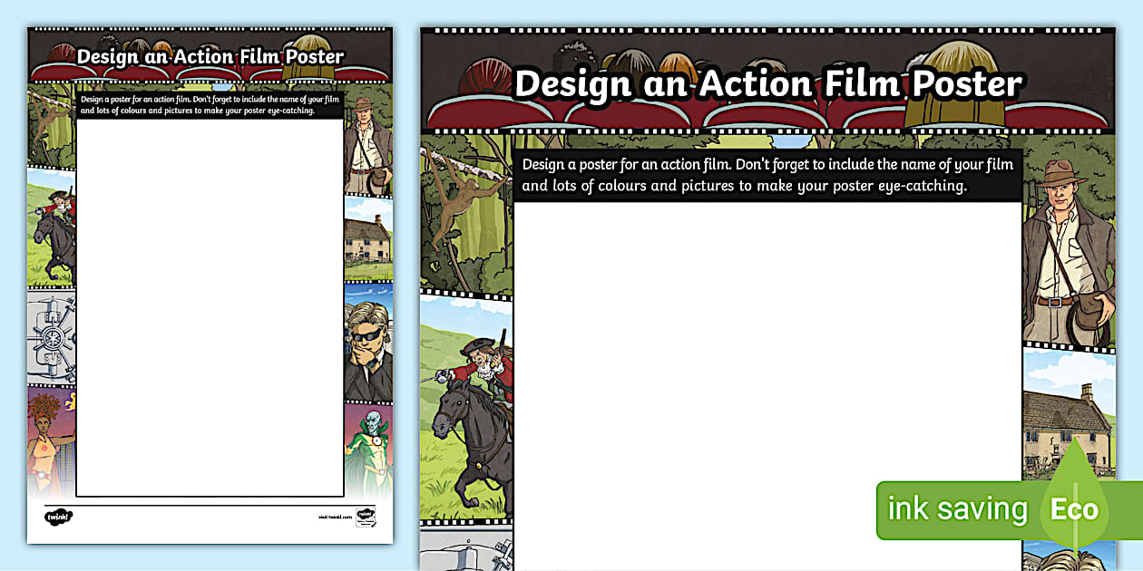 Design an Action Film Poster Worksheet (teacher made)