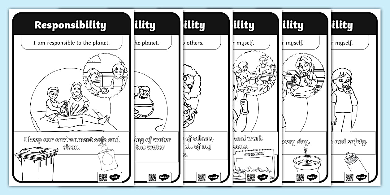 Values Colouring Pages - Responsibility - Twinkl