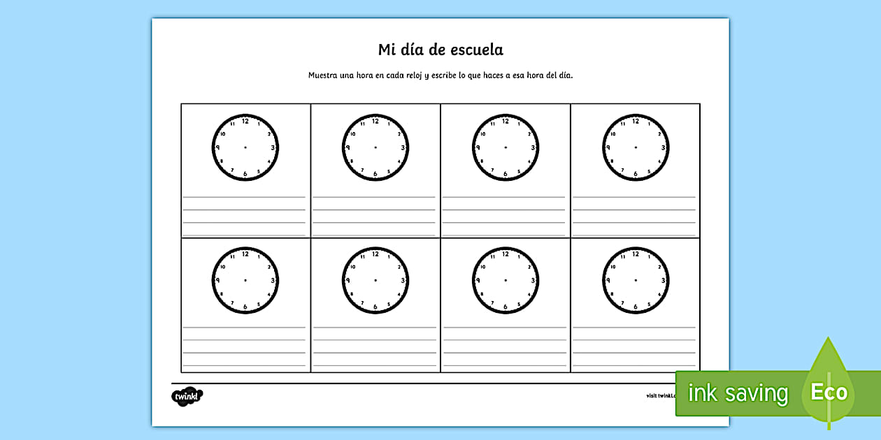 Hoja de ejercicios Mi dia de escuela Ficha de actividad - Mi día de escuela