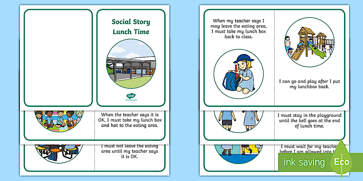 Editable Social Story Lunch Time Booklet - Twinkl