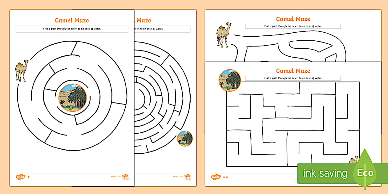 Camel Differentiated Maze Worksheet / Worksheet Pencil Control Path ...