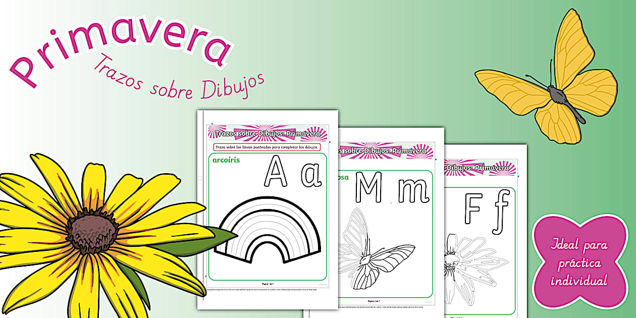 Guía de Trabajo: Trazos sobre Dibujos - Primavera