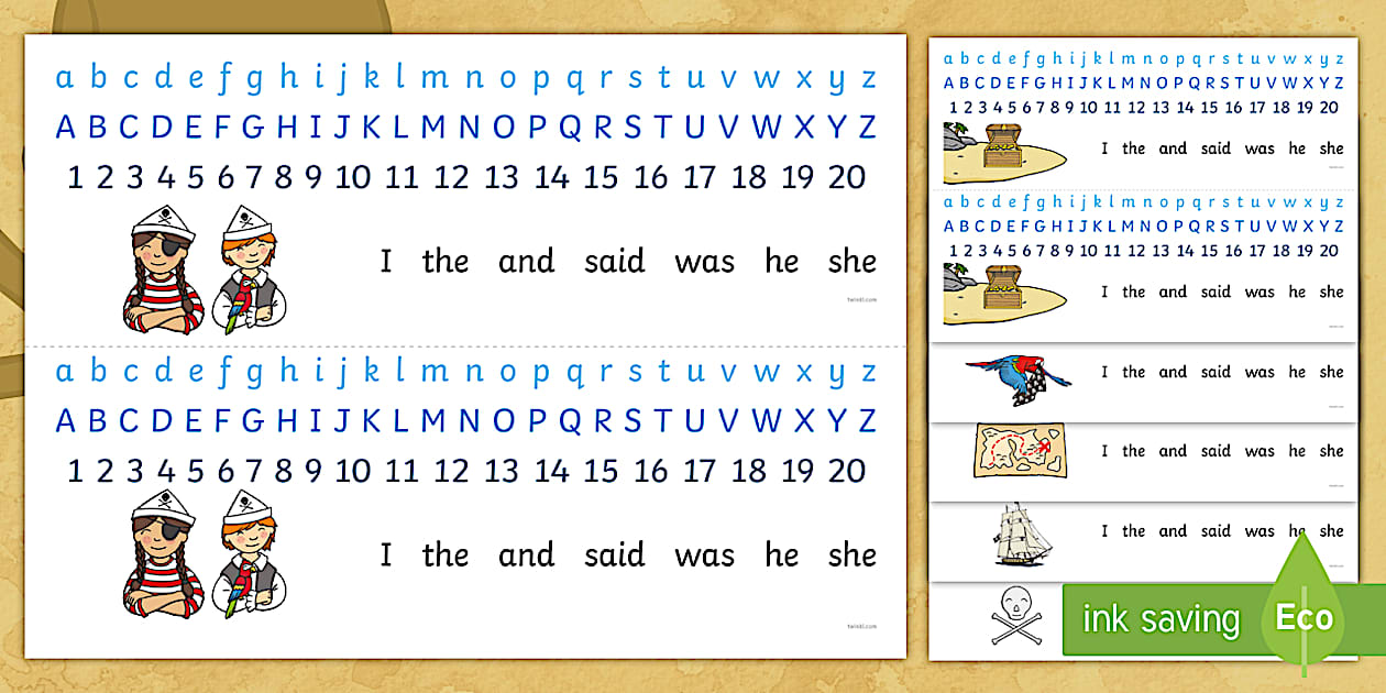 Editable Number and Alphabet Strips (Pirates) (teacher made)