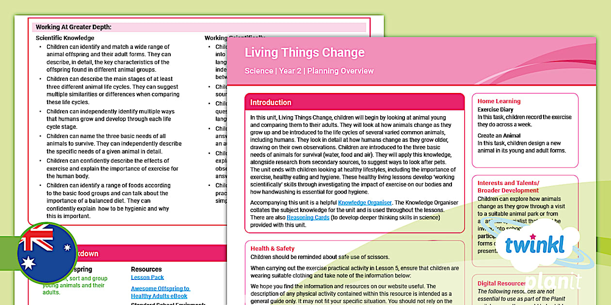 Year 2 Science Living Things Change Planning Overview