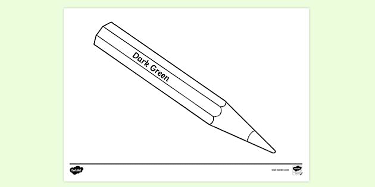Dark Green Pencil Colouring | Colouring Sheets - Twinkl