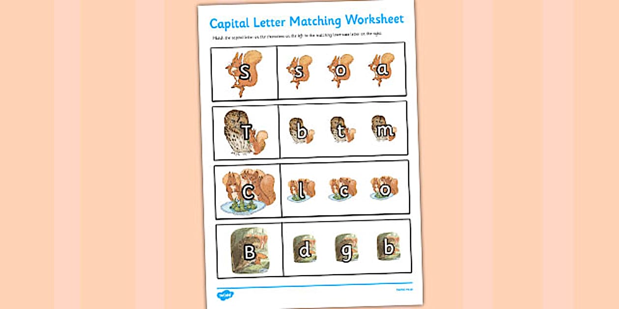 Cursive The Tale of Squirrel Nutkin Themed Capital Letter Matching ...