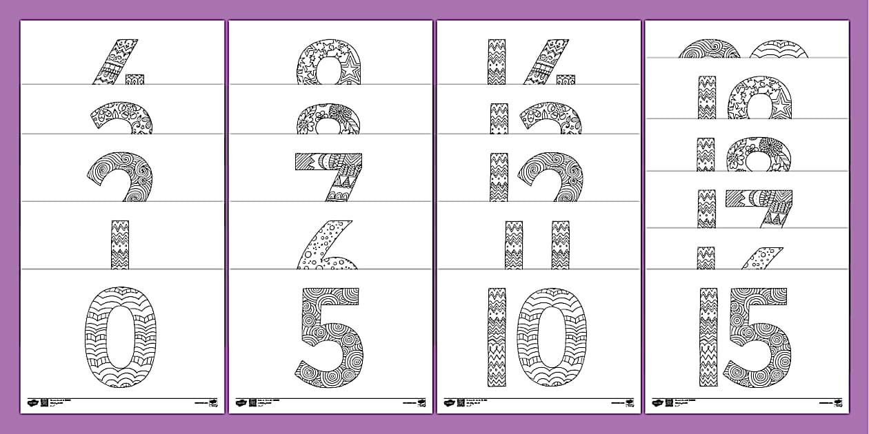 Mindfulness Colouring Numbers 0 to 20