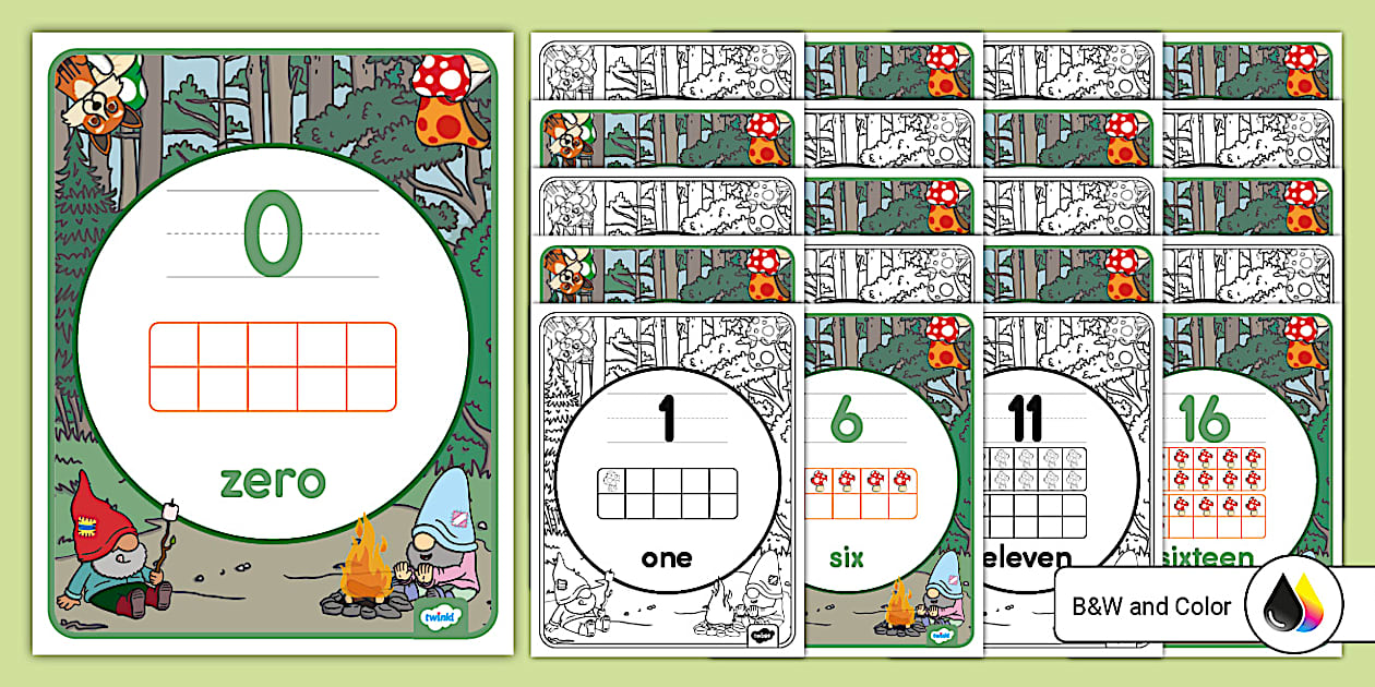 Happy Campers! Number 0-20 Posters (teacher made) - Twinkl
