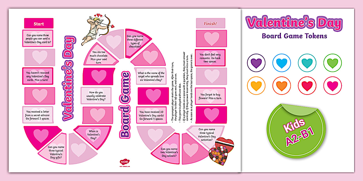 ESL Valentine's Day Board Game (teacher made) - Twinkl