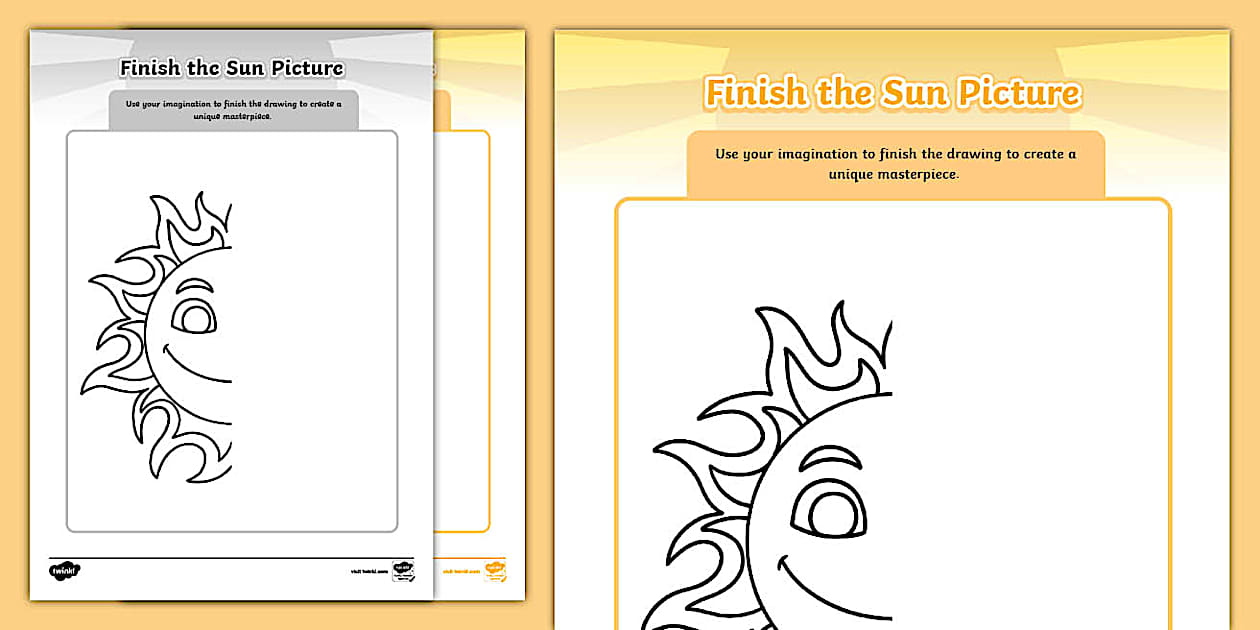 Finish the Sun Picture Worksheet (teacher made) - Twinkl