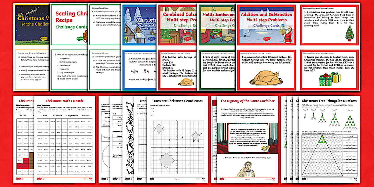Year 6 Christmas Maths Worksheets and Activities Pack
