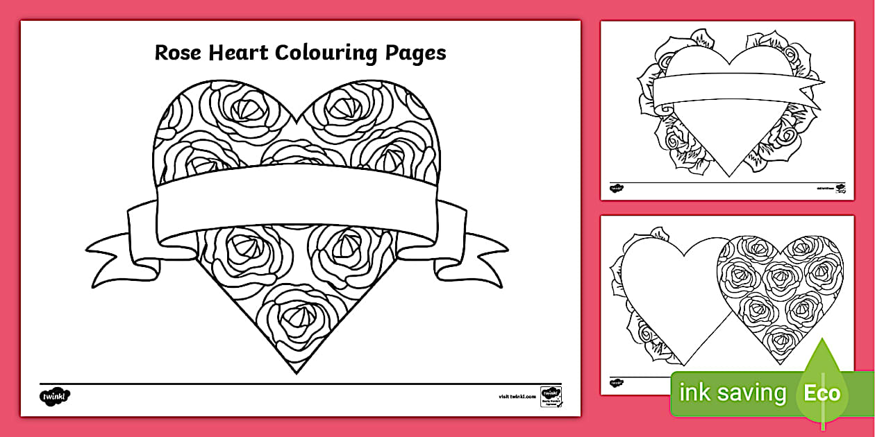Rose Heart Colouring Page | Twinkl Colouring