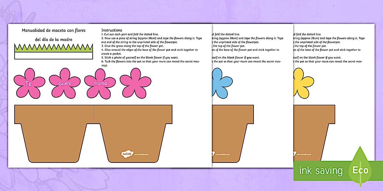 Australia Mothers Day Flowers in Pot Card Craft - Twinkl