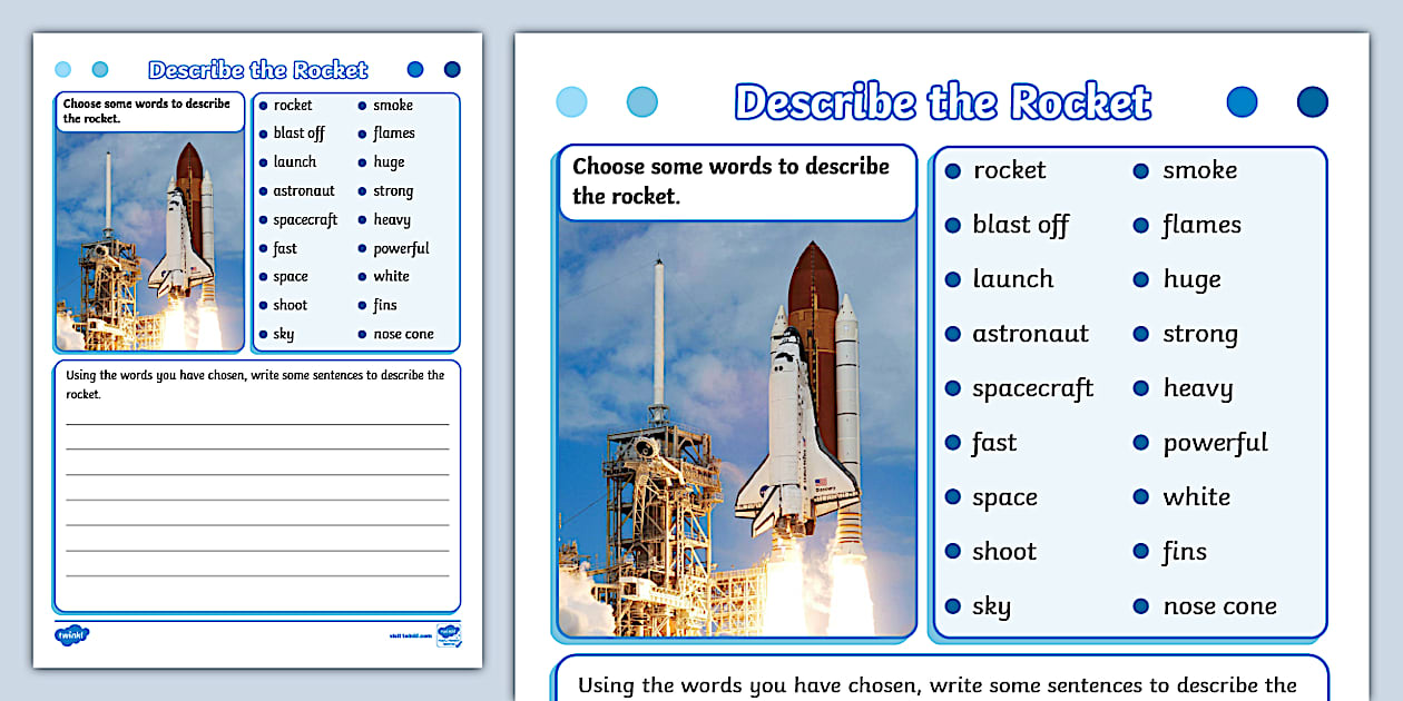 Describe the Rocket Writing Activity - KS1 - Twinkl