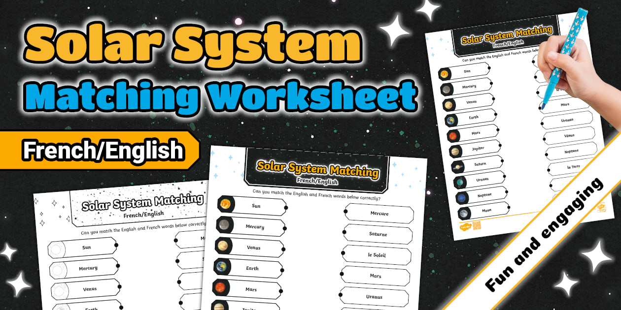* NEW * Solar System Matching Worksheet French/English