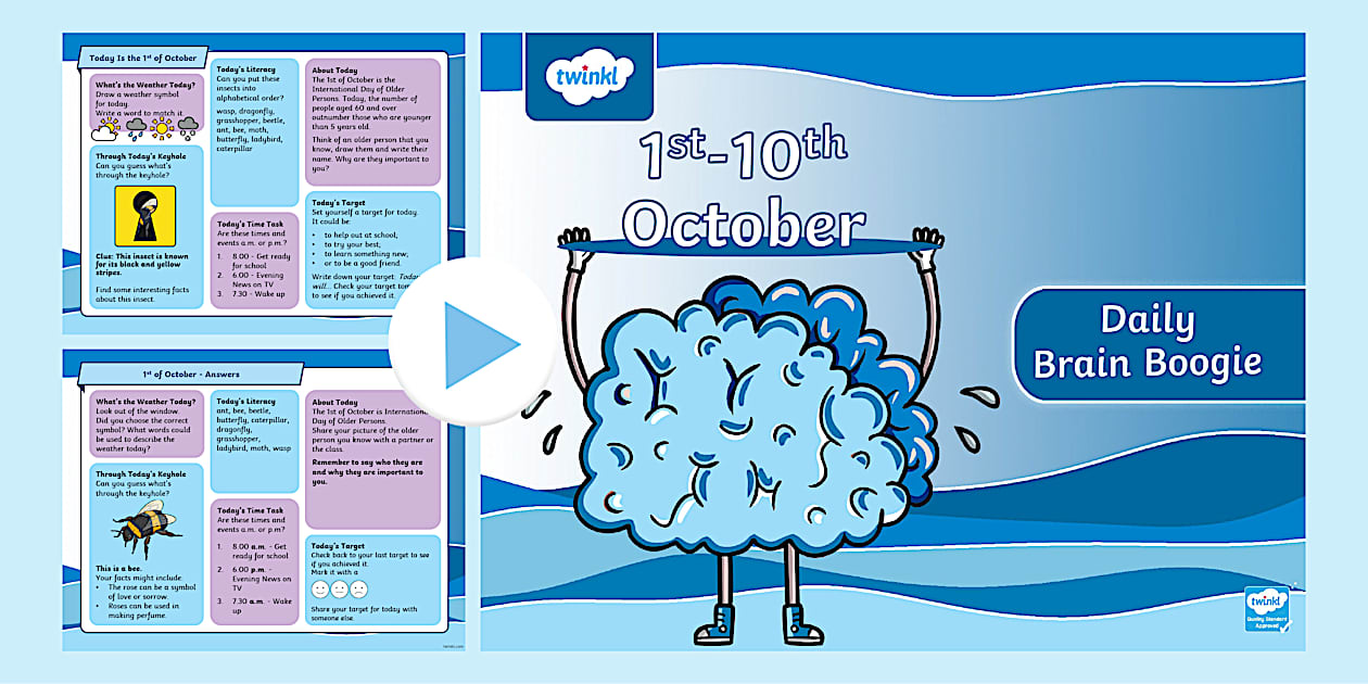 Daily Brain Boogie 1st to 10th October Activity PowerPoint