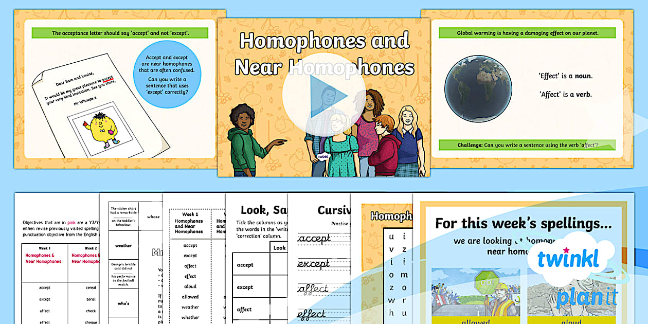 PlanIt Y4 Term 2A W1: Homophones and Near Homophones Spelling Pack