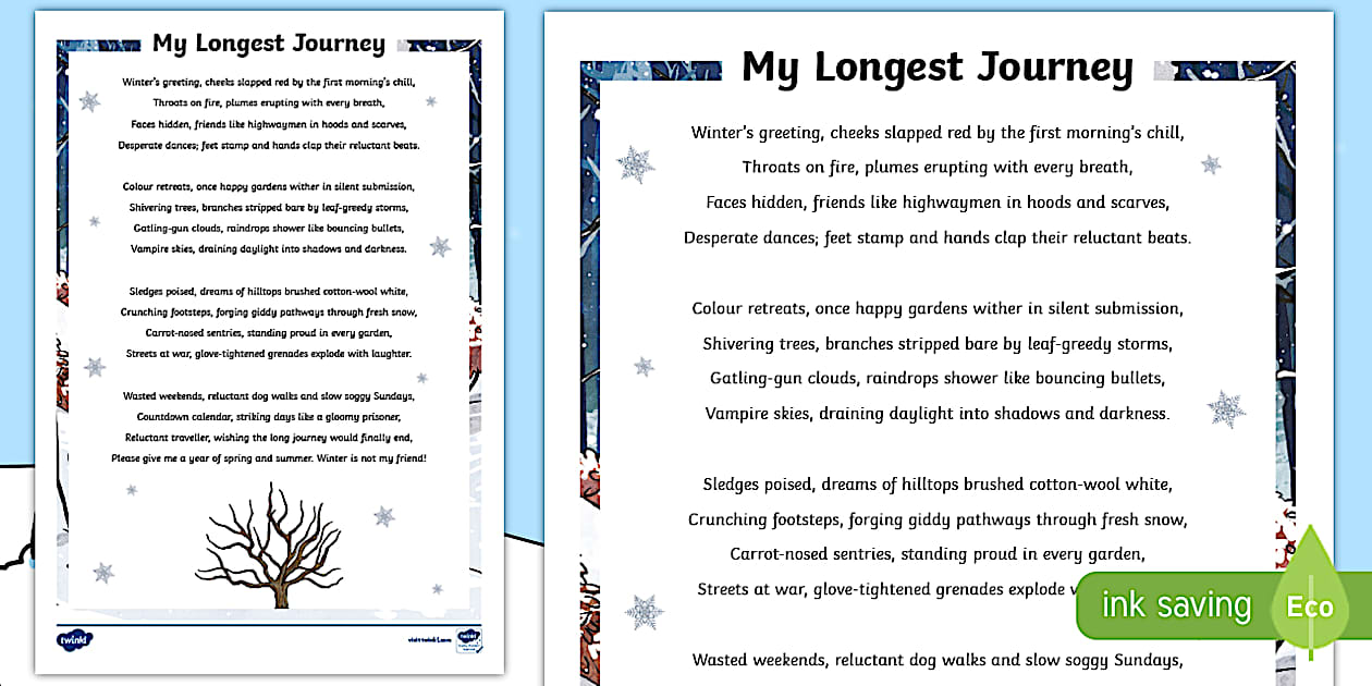 KS2 My Longest Journey Poem Poem (teacher made) - Twinkl