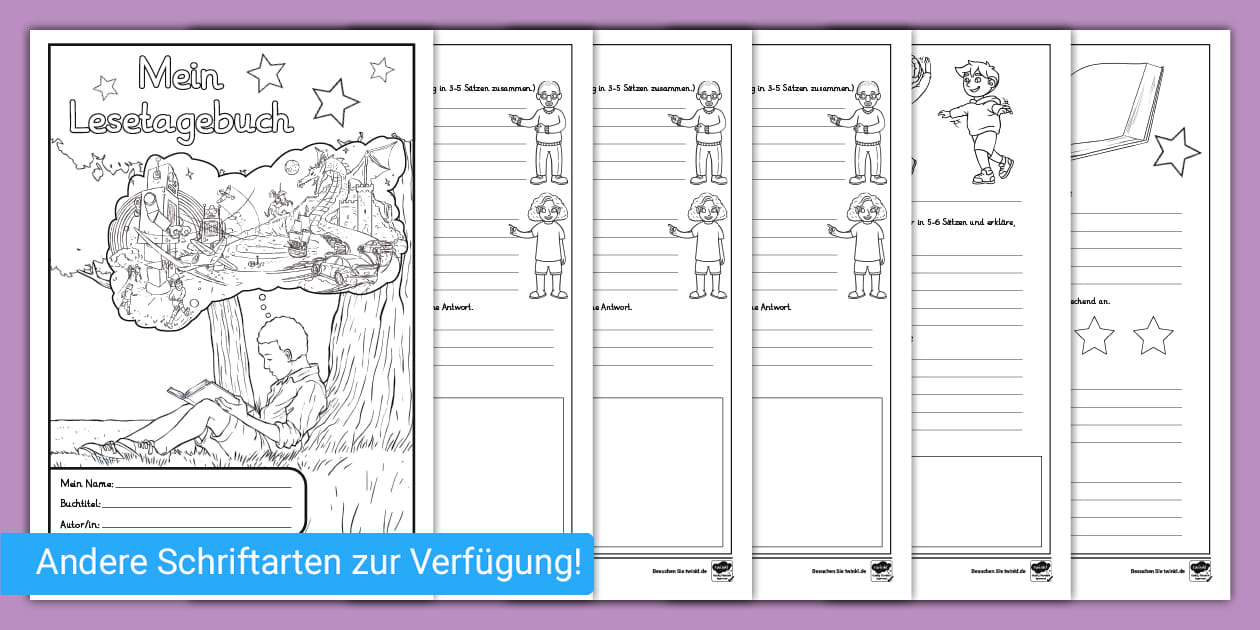Lesetagebuch - Vorlage (professor feito) - Twinkl