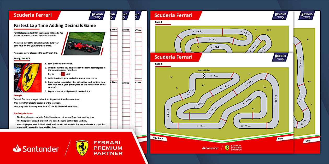 FREE! - 👉 Scuderia Ferrari F1: Adding Decimals Game [Ages 11-16]