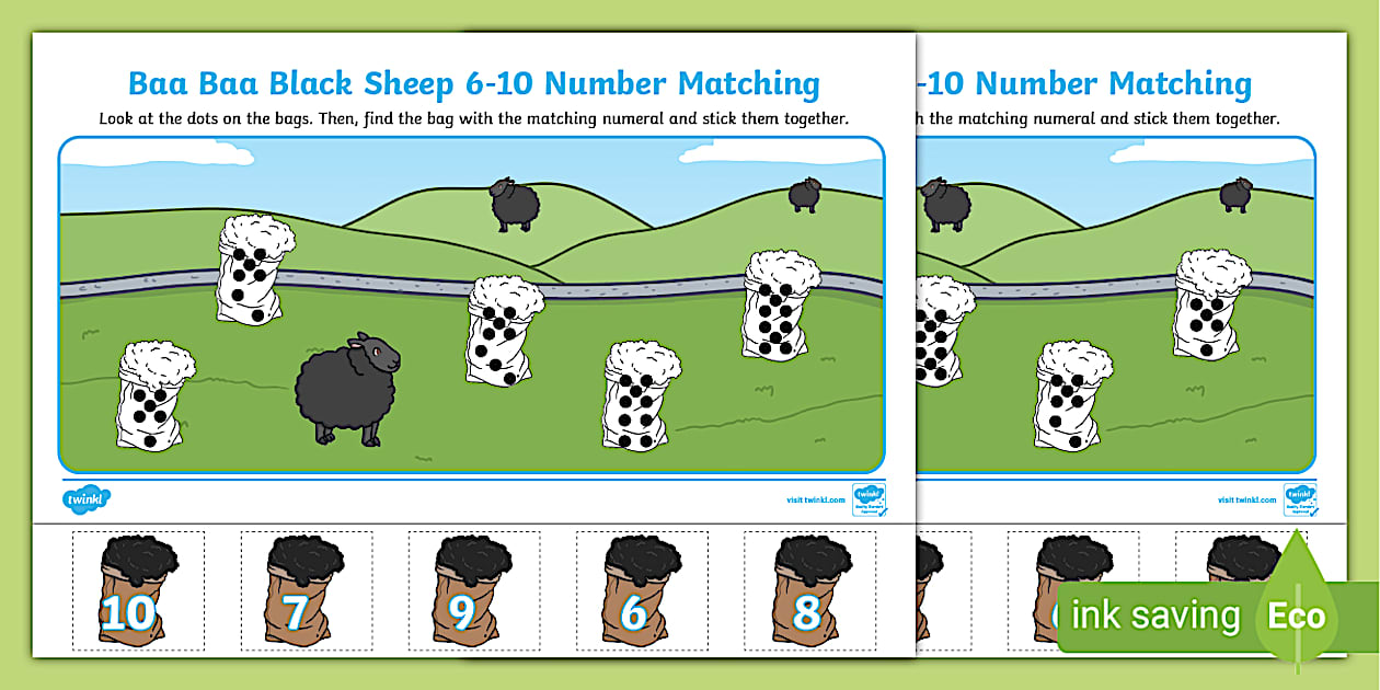 Baa Baa Black Sheep 6-10 Number Matching Activity | Twinkl
