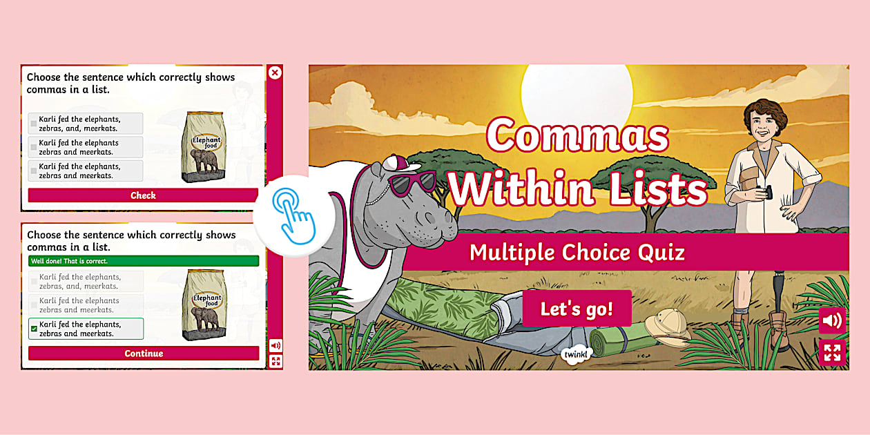 Commas Within Lists KS2 English Multiple Choice Quiz