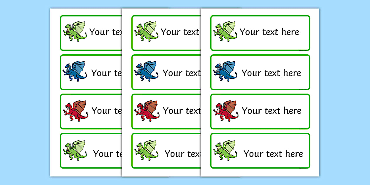 Dragon Themed Editable Drawer-Peg-Name Labels (Blank)