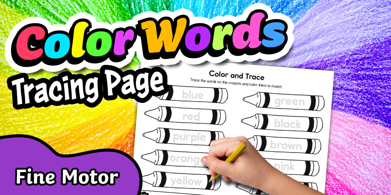Editable Color Words Tracing and Coloring Page - Twinkl