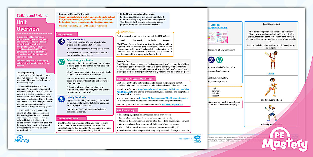 PE Mastery: UKS2 Striking and Fielding Unit Overview